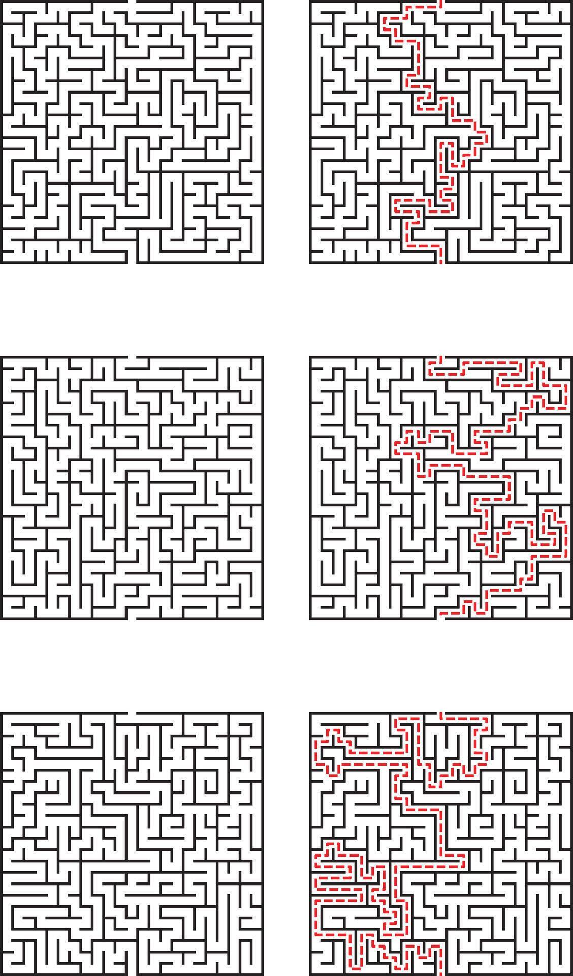 Complex Square Mazes Solutions and Unsolved Paths Puzzles 59671947 ...