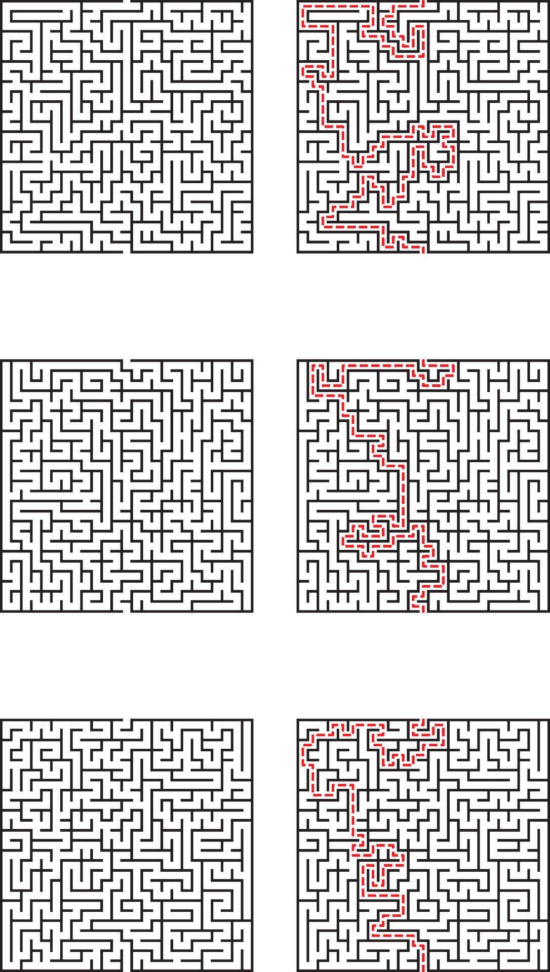 Complex Square Mazes Solutions Paths, Logic Puzzles, Brain Teasers 59671952 Vector Art at Vecteezy