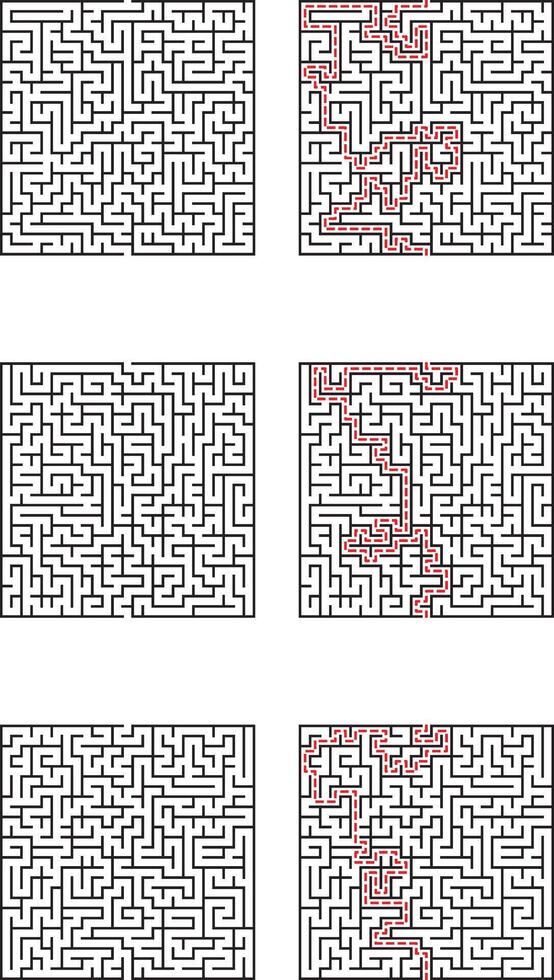 Complex Square Mazes Solutions Paths, Logic Puzzles, Brain Teasers ...
