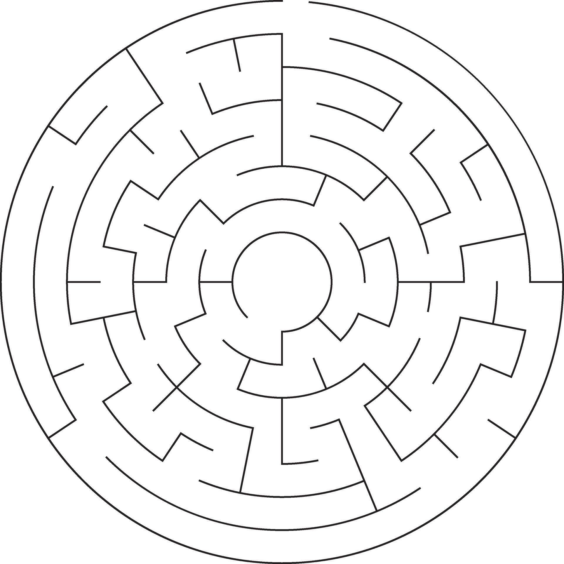Circular Maze Puzzle Challenge, Labyrinth, Paths, Solution, Game, Lines, Concentric, Circles ...