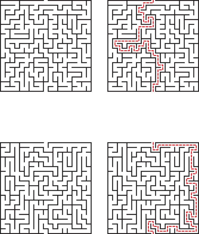 Complex Square Mazes Solutions, Paths, Puzzles, Games, Brain Teasers ...