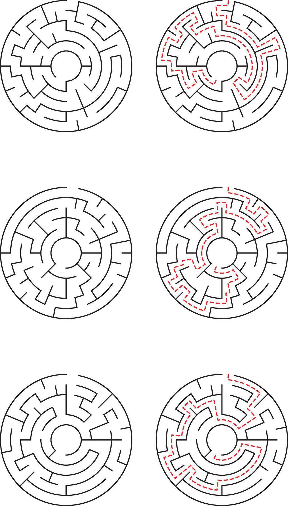 Circular Mazes Solutions, Paths, Puzzles, Challenges, Games, Activities, Brain Teasers, Logic ...