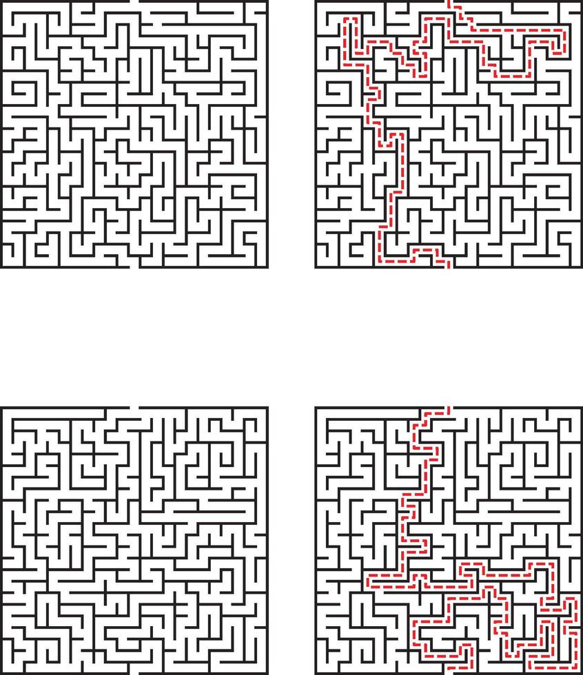 Complex Square Mazes Solutions, Paths, Puzzles, Games, Brain Teasers ...