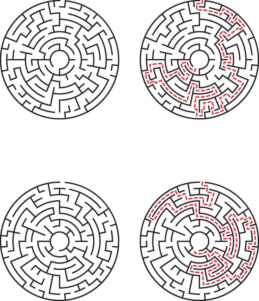 Circular Mazes Puzzles, Solutions, Paths, Challenges, Games, Brain Teasers, Logic, Activities ...