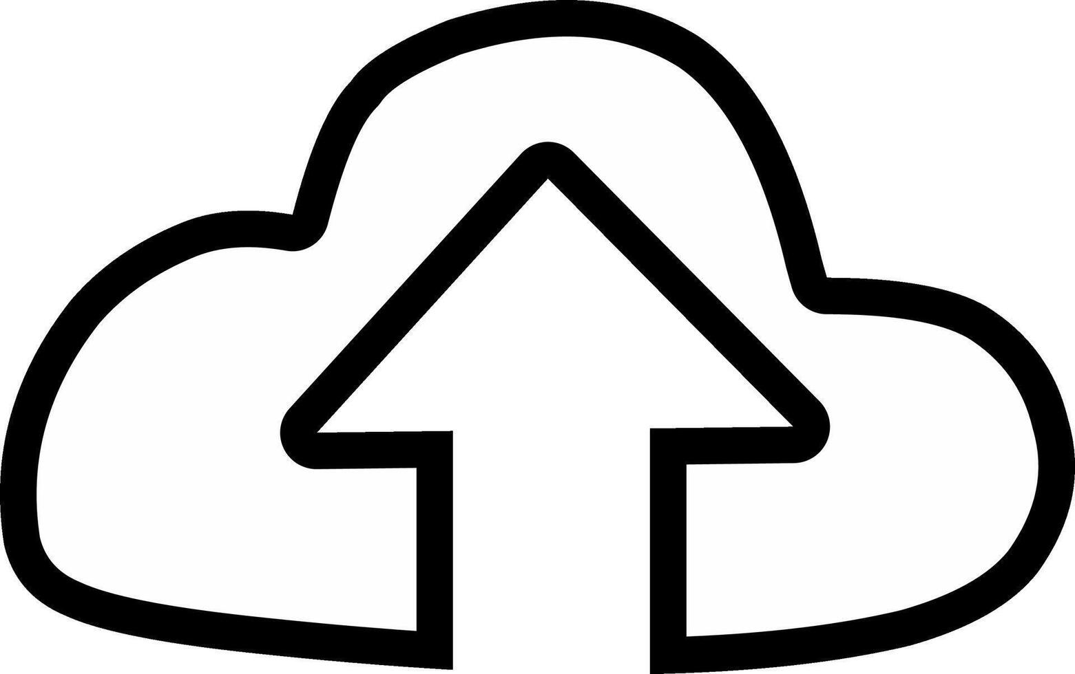 Cloud save simple digital icon with an upward arrow. Symbol of data backup, file upload, and ...