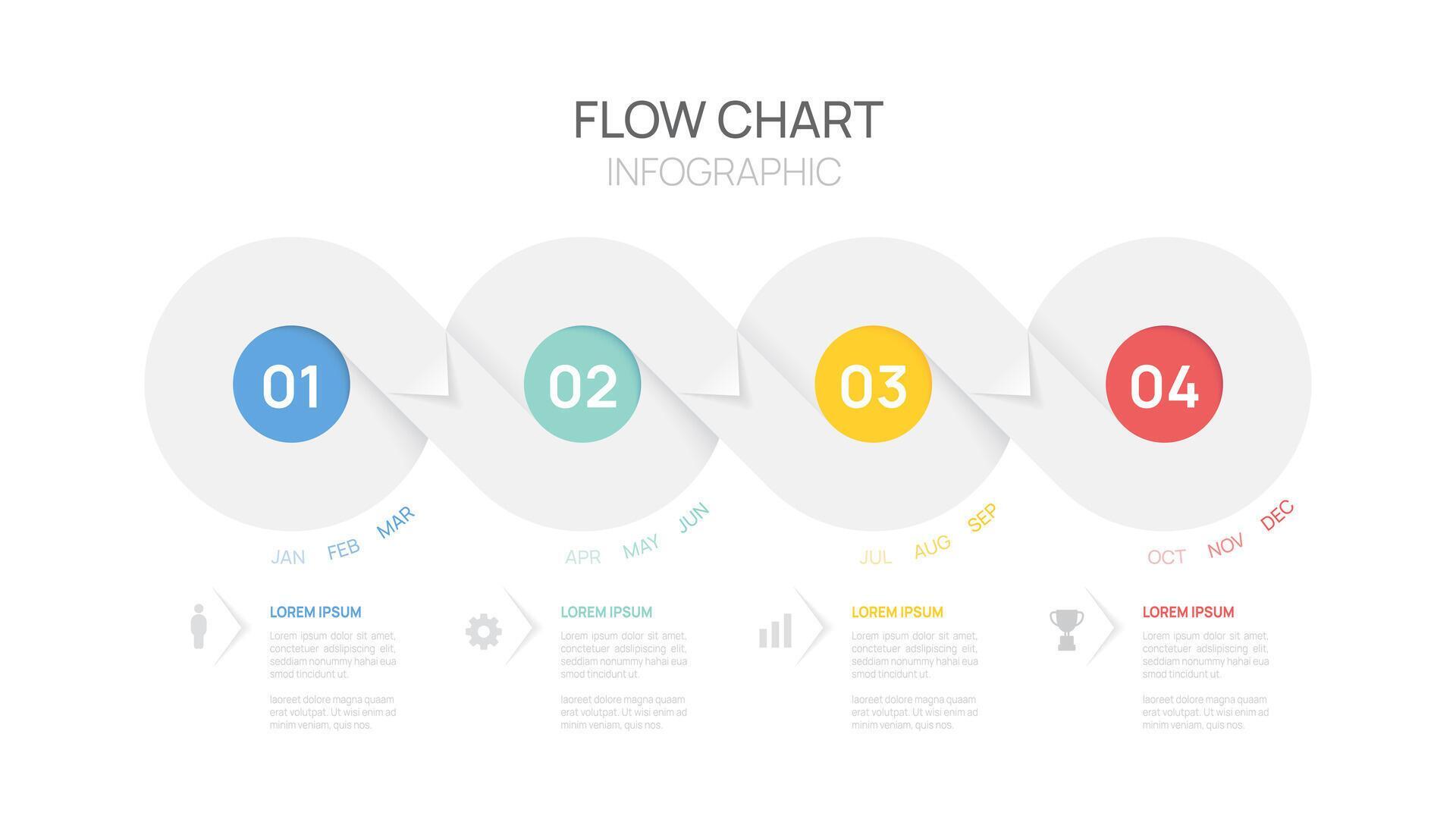 Infographic flow chart arrow business template with icons and 4 options ...