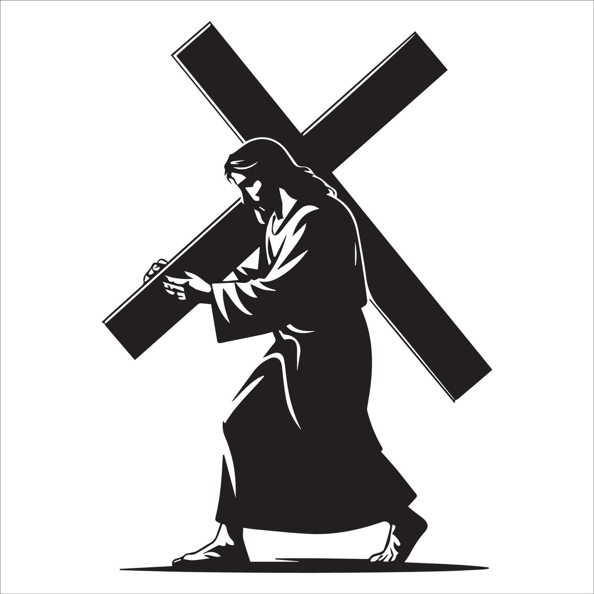Christian Faith Jesus Carrying Cross Silhouette 59704036 Vector Art at Vecteezy