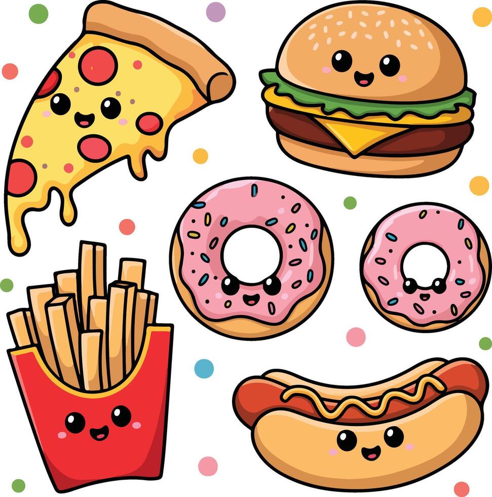Cute kawaii cartoon food collection 59736309 Vector Art at Vecteezy