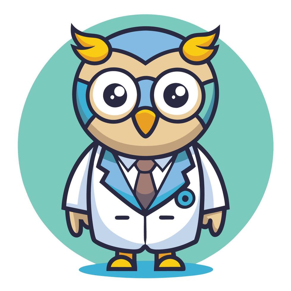 linda médico búho mascota con personaje diseño 59737949 Vector en Vecteezy