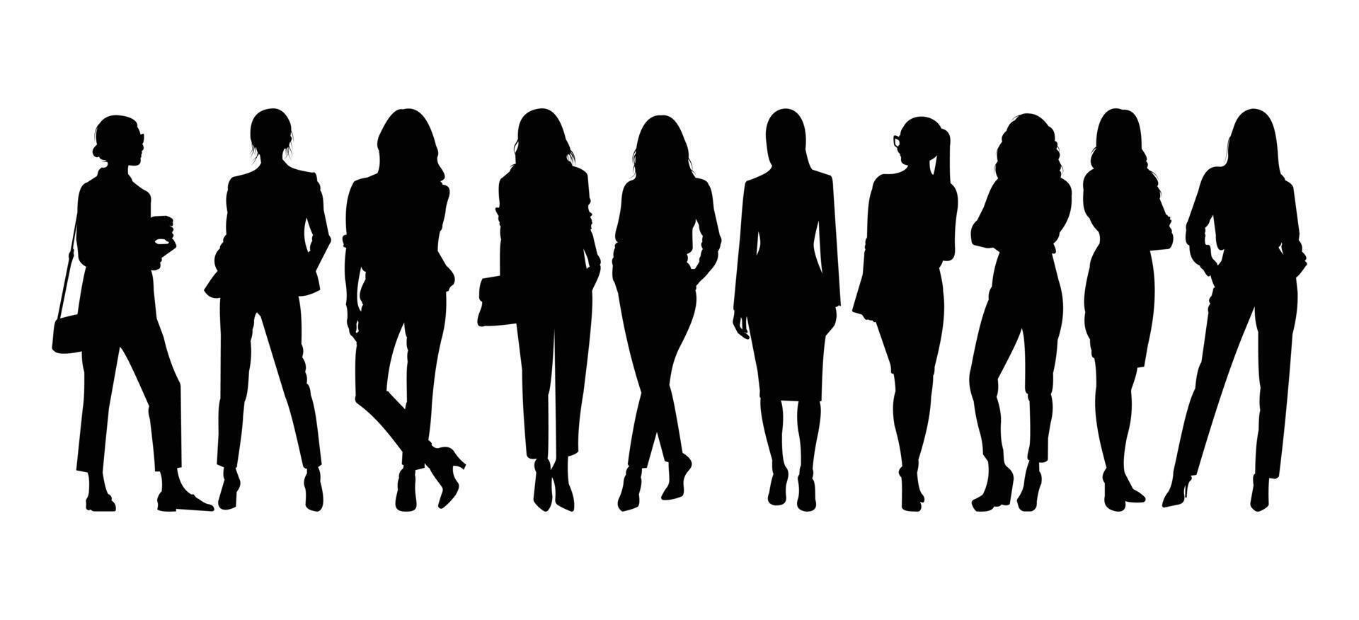 set Standing Business Woman Silhouette 59825813 Vector Art at Vecteezy