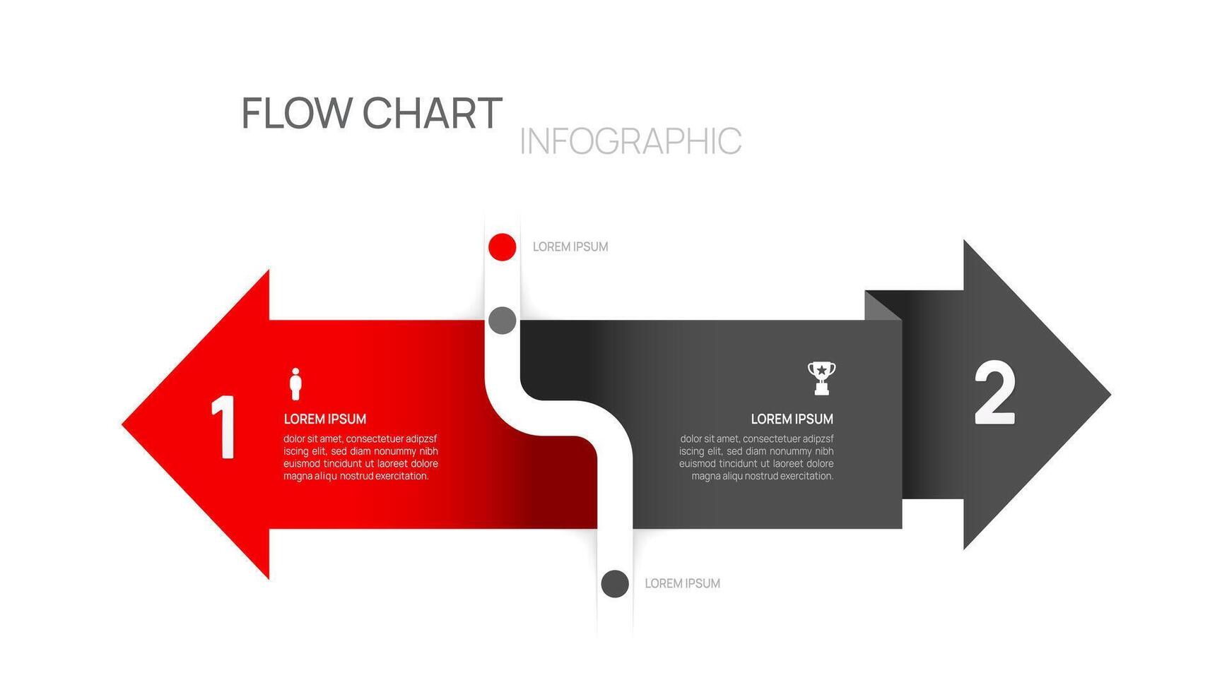 Infographic flow chart arrow business template with icons and 2 options ...