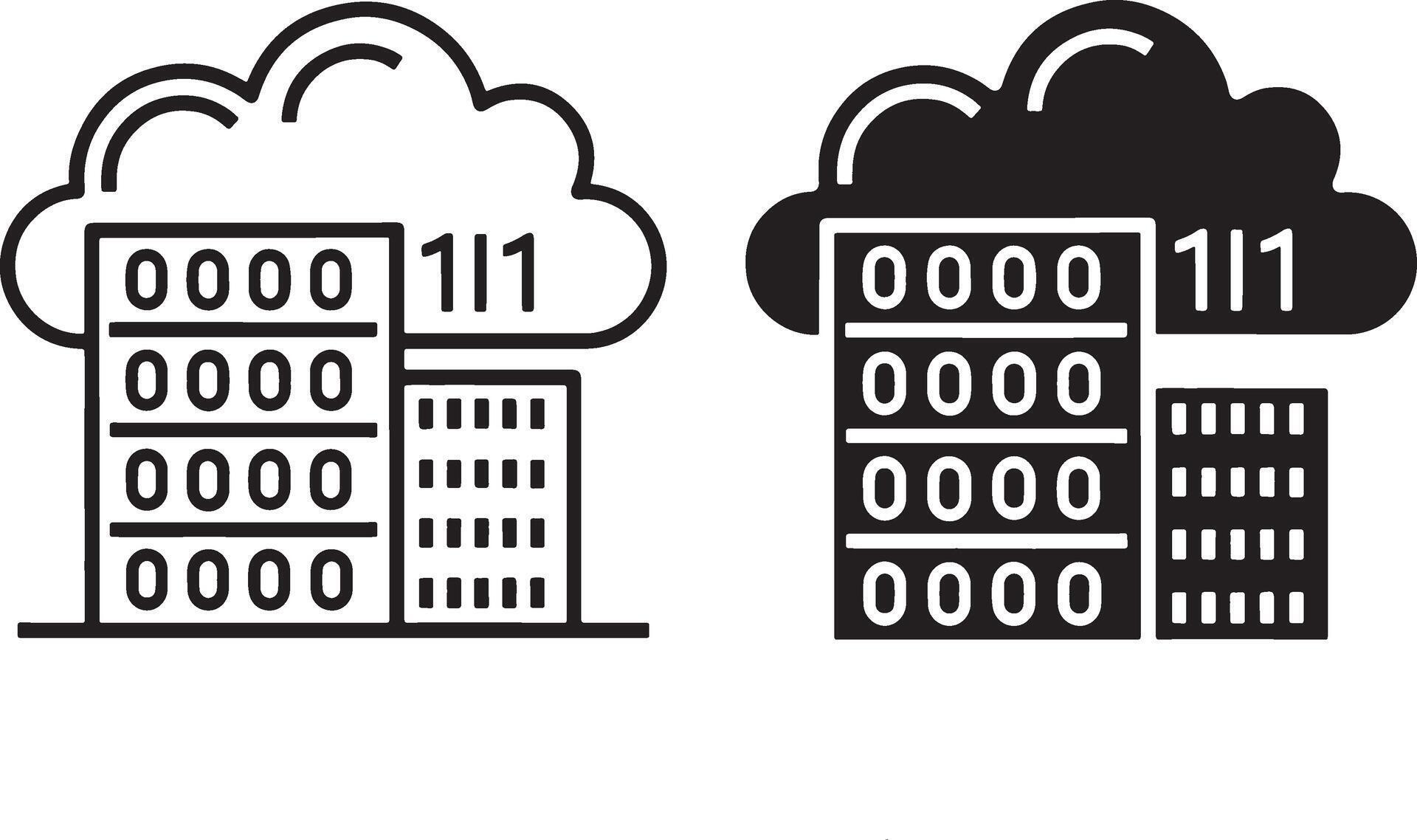 Data center icon. Cloud data base icon in flat filled and outline stroke line art. 59874918 ...
