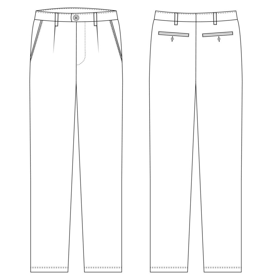 Chino trousers. Men's formal trouser pant front and back view flat ... Chino trousers. Men's formal trouser pant front and back view flat ...