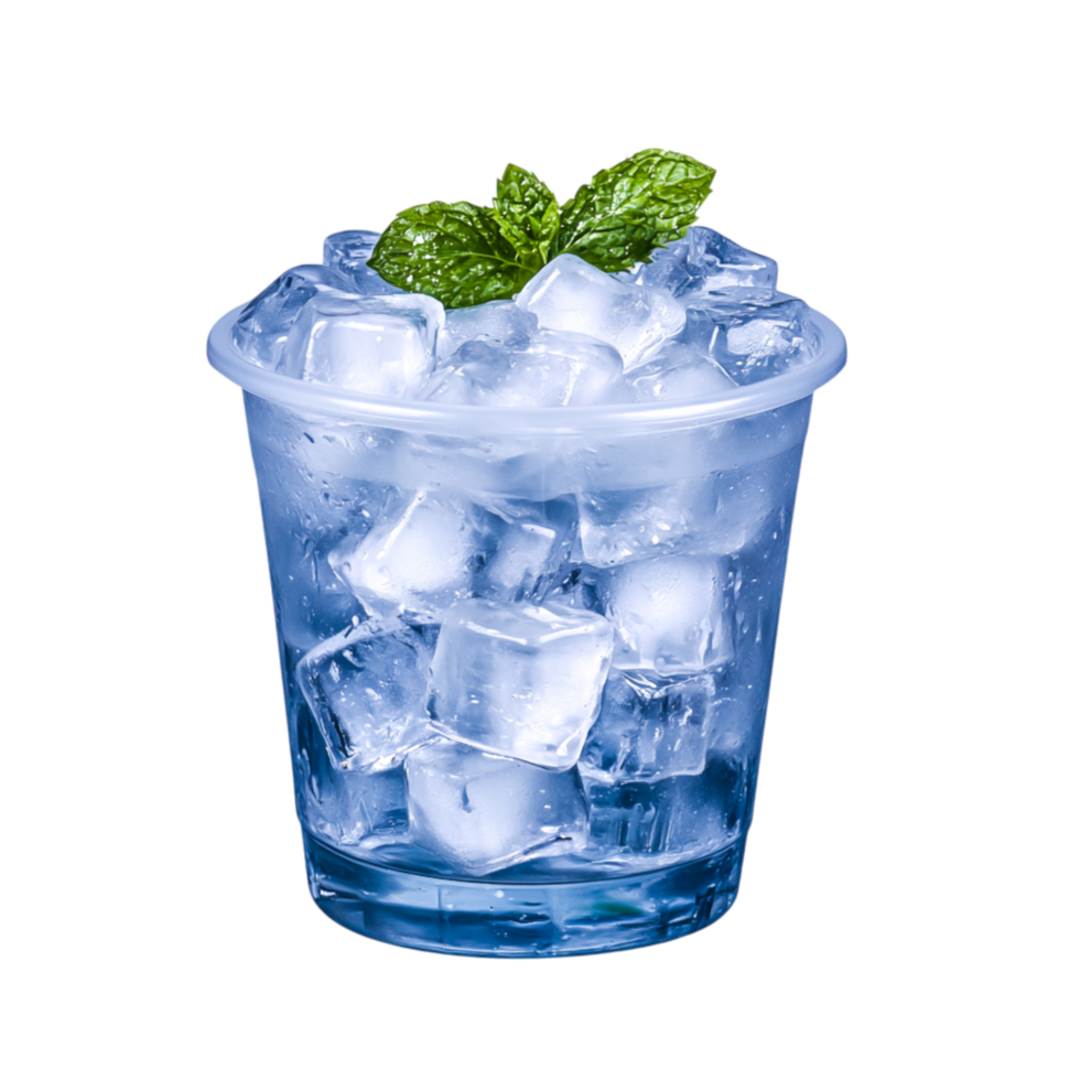 Refreshing Cocktail with Ice Cubes and Mint Leaves in Clear Glass Cup 59884175 PNG