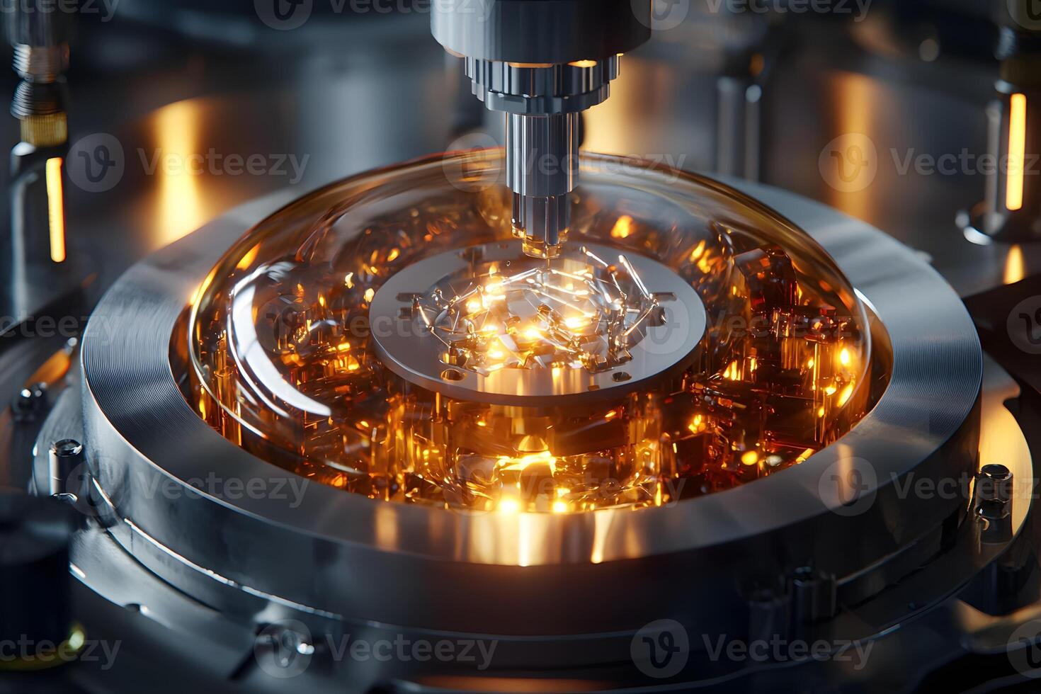 High tech Precision Manufacturing Close up of Automated Assembly ...