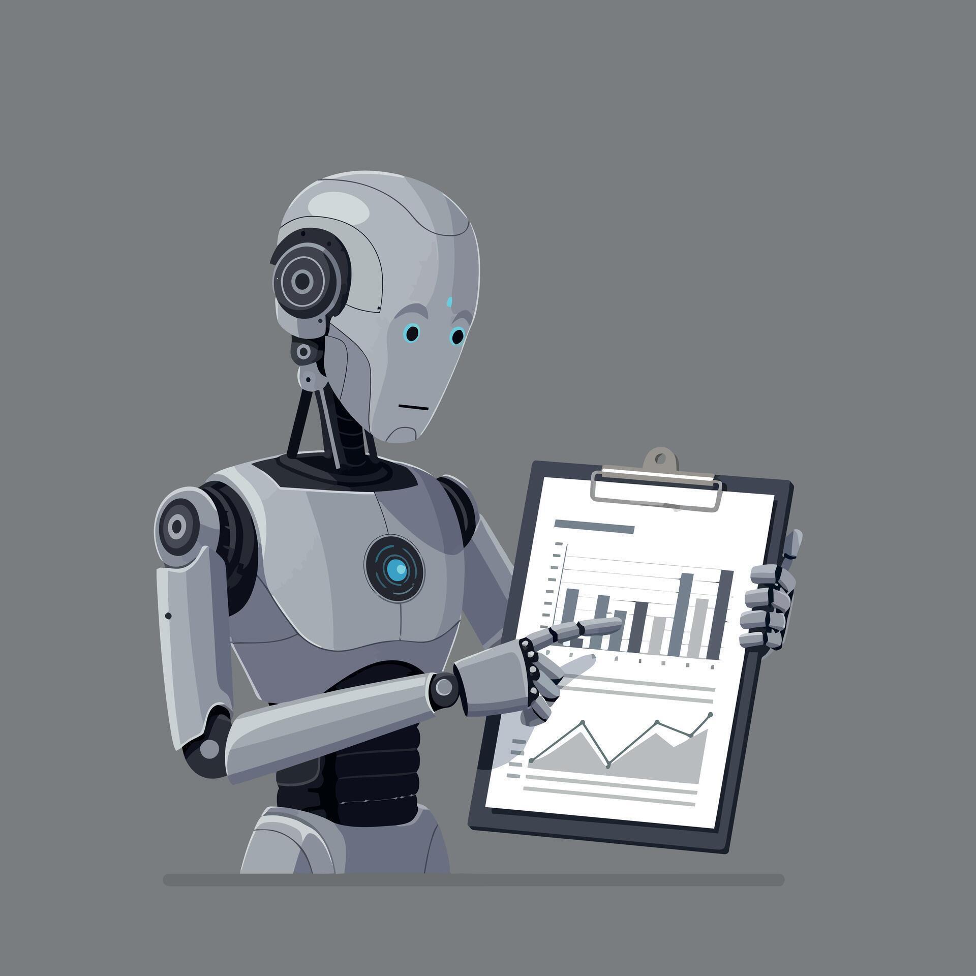 Robot presenting data analysis with charts in a minimal flat design illustration 59904895 Vector ...