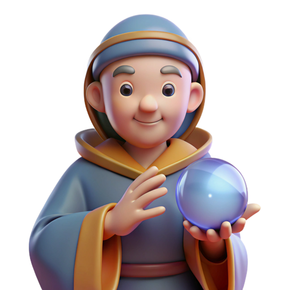 dramatic abstract A wise oracle, holding a crystal ball, serene expression, authentic 59917827 PNG