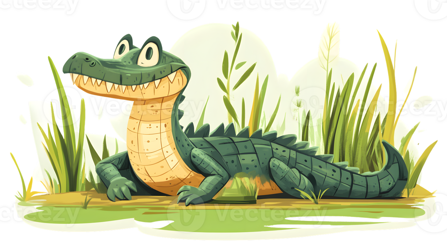 dibujos animados caimán en pantano linda reptil ilustración para niños ...