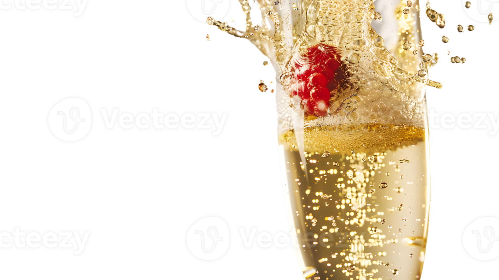 Sparkling Beverage with Berry Splash in a Glass Bubbly Drink Celebration Festive Mood Refre ...