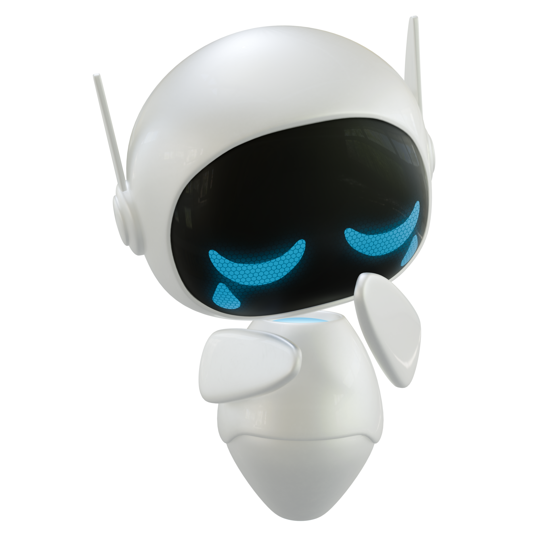Artificial intelligence personal assistant robot with a crying and sad gesture. Mini robot 3d ...