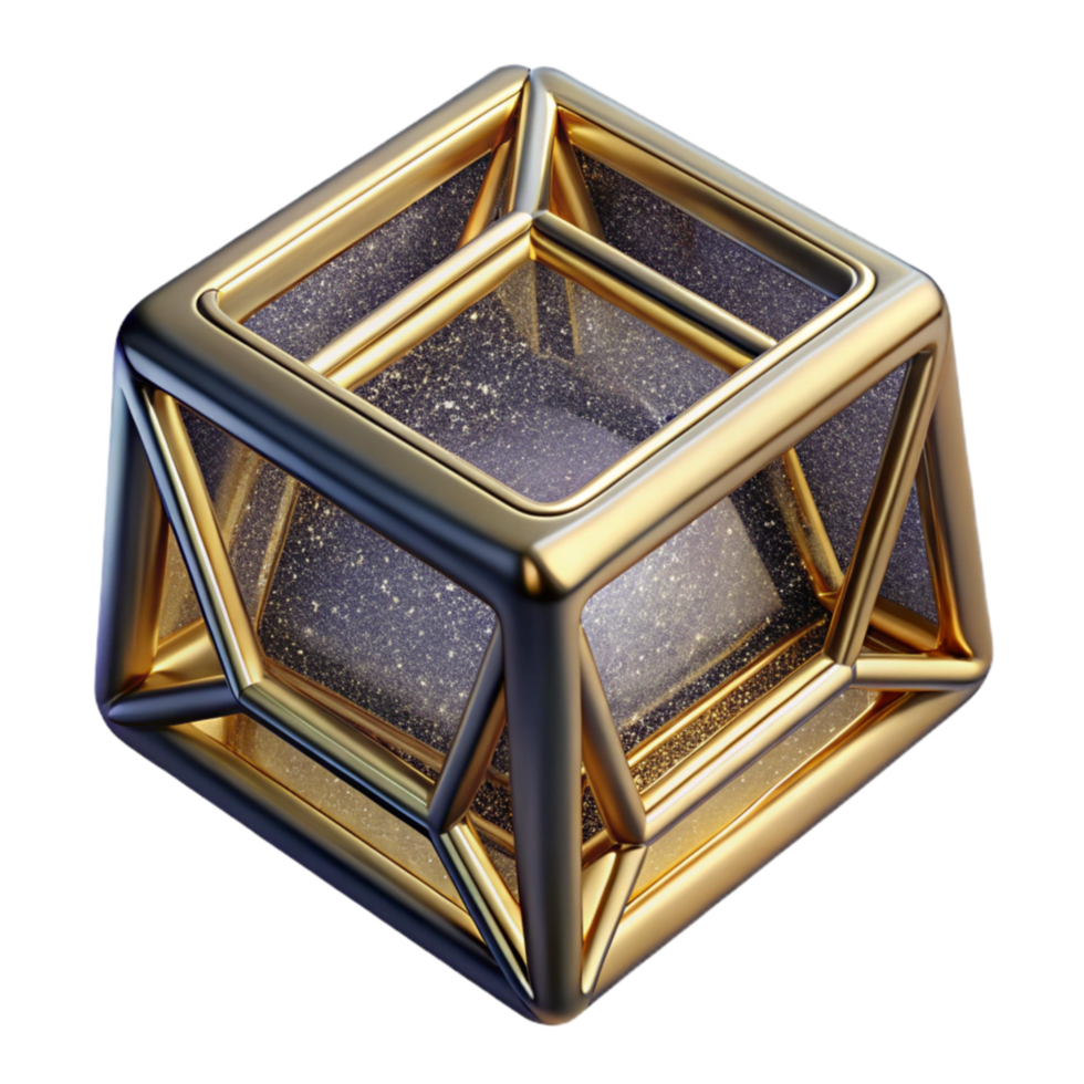 Beautiful Artistic Wireframe Cube 3d Model Perspective View Isolated