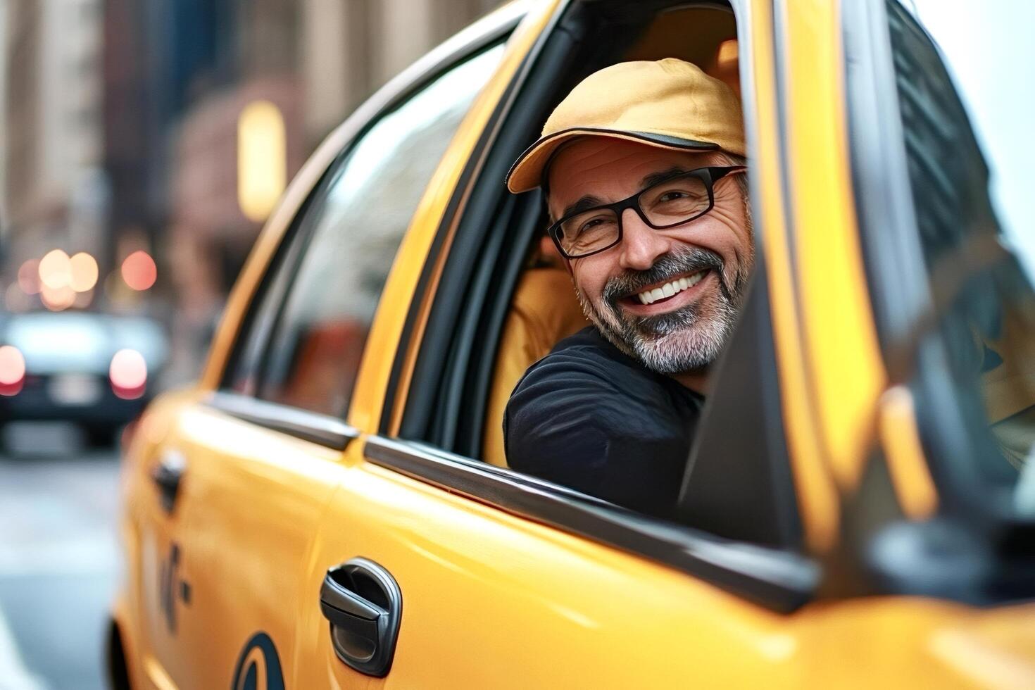Taxi driver smiling in new york city yellow cab 60002856 Stock Photo at ...