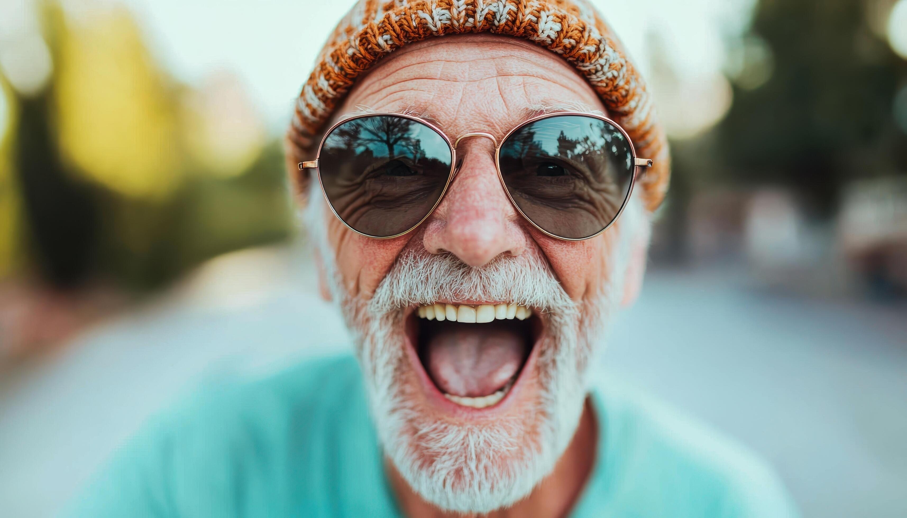 Stylish Elderly Man Smiling Urban Street Portrait Photography Bright ...