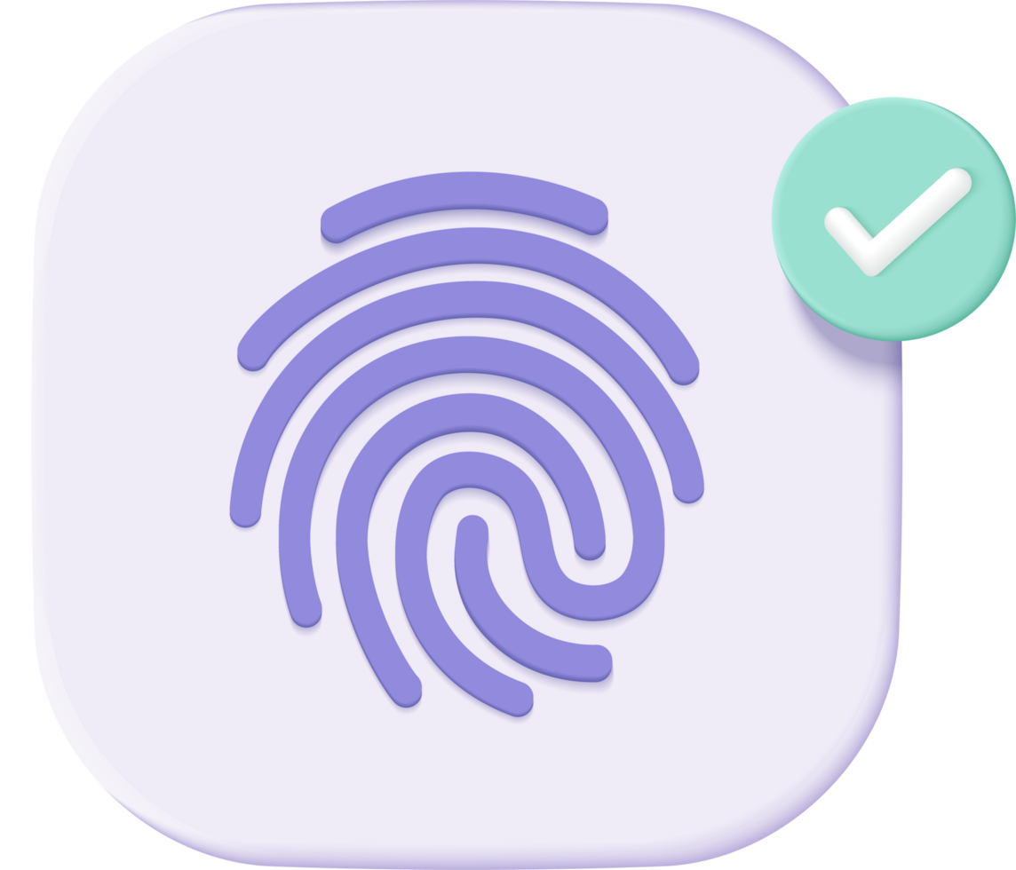 3d Fingerprint Cyber Secure Icon Digital Security Authentication Concept Finger Scan For
