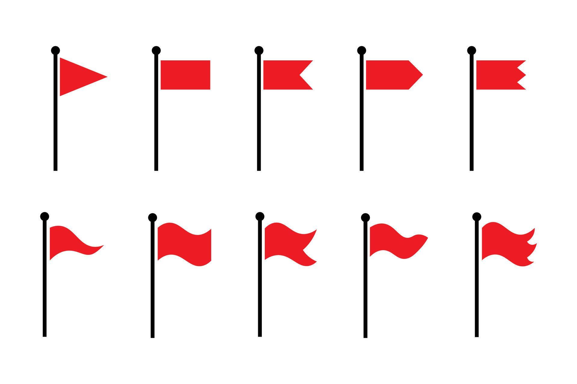 Flag icon. Set of red flag icons. Waving flag icon. Different flag ...