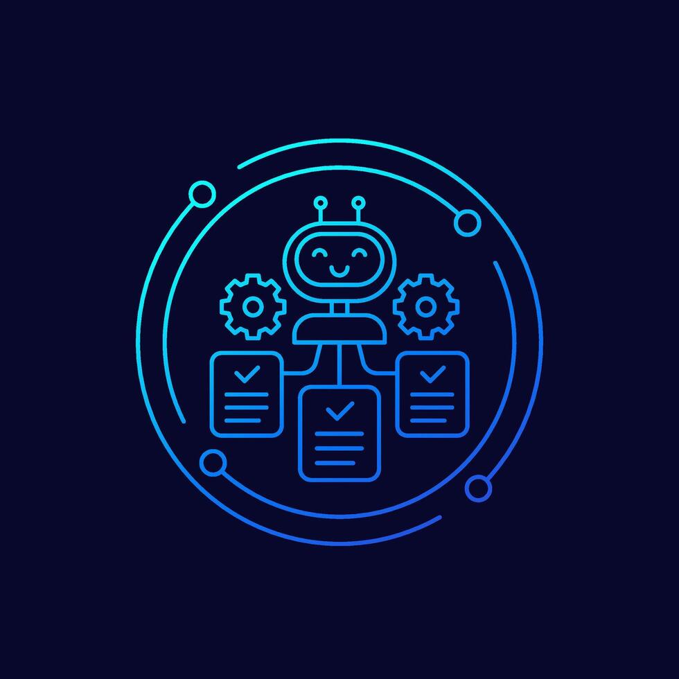 automated document management icon, business automation linear design ...