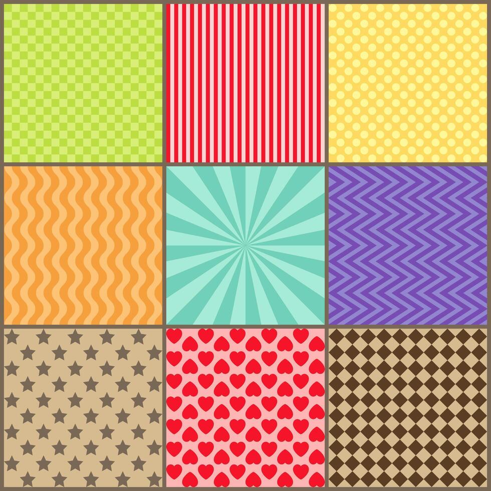 Set of nine simple geometric patterns 60019673 Vector Art at Vecteezy
