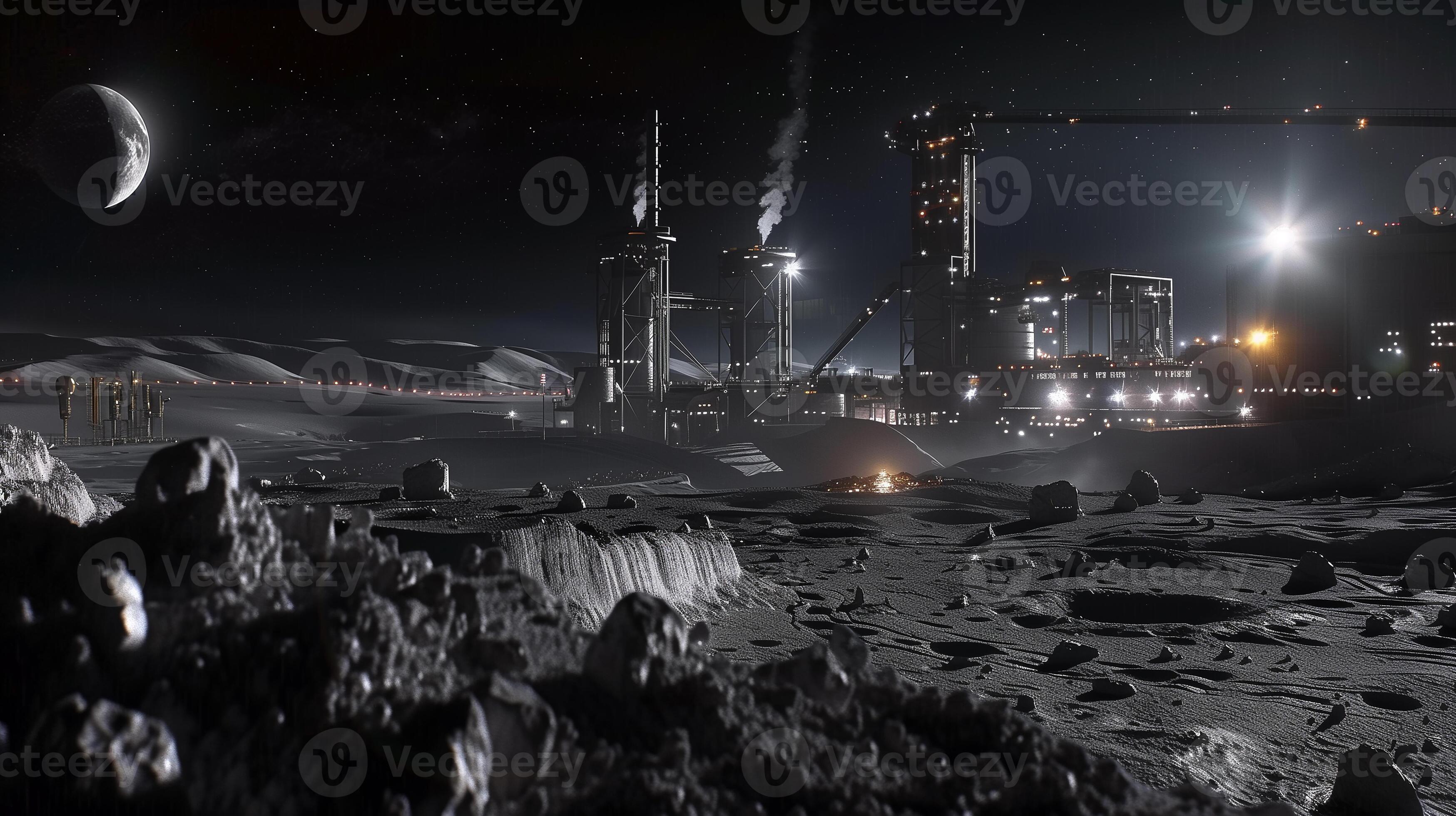 This Workers At A Lunar Base Use Advanced Tech To Extract Resources