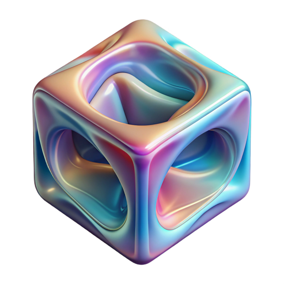 striking inspired A floating, translucent cube with swirling colors ...