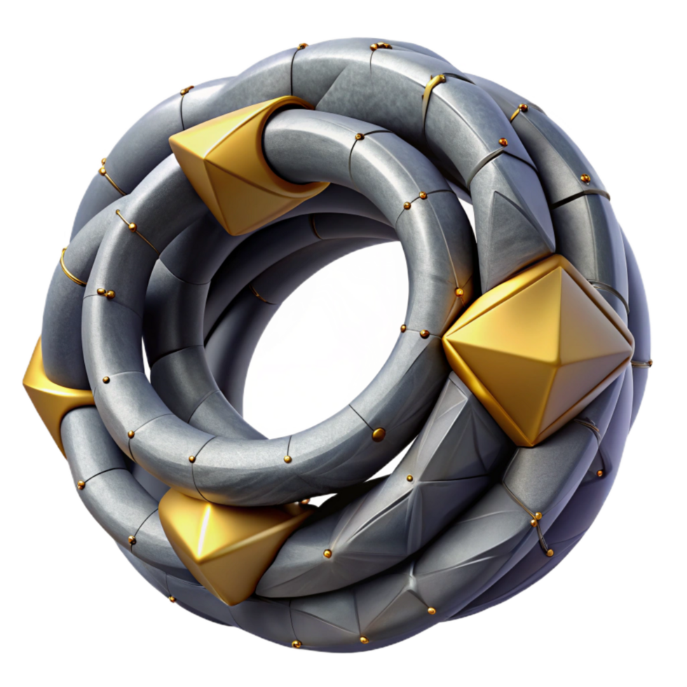 Magnificent Modern Gray Scale Wireframe Torus Cutout Element Authentic