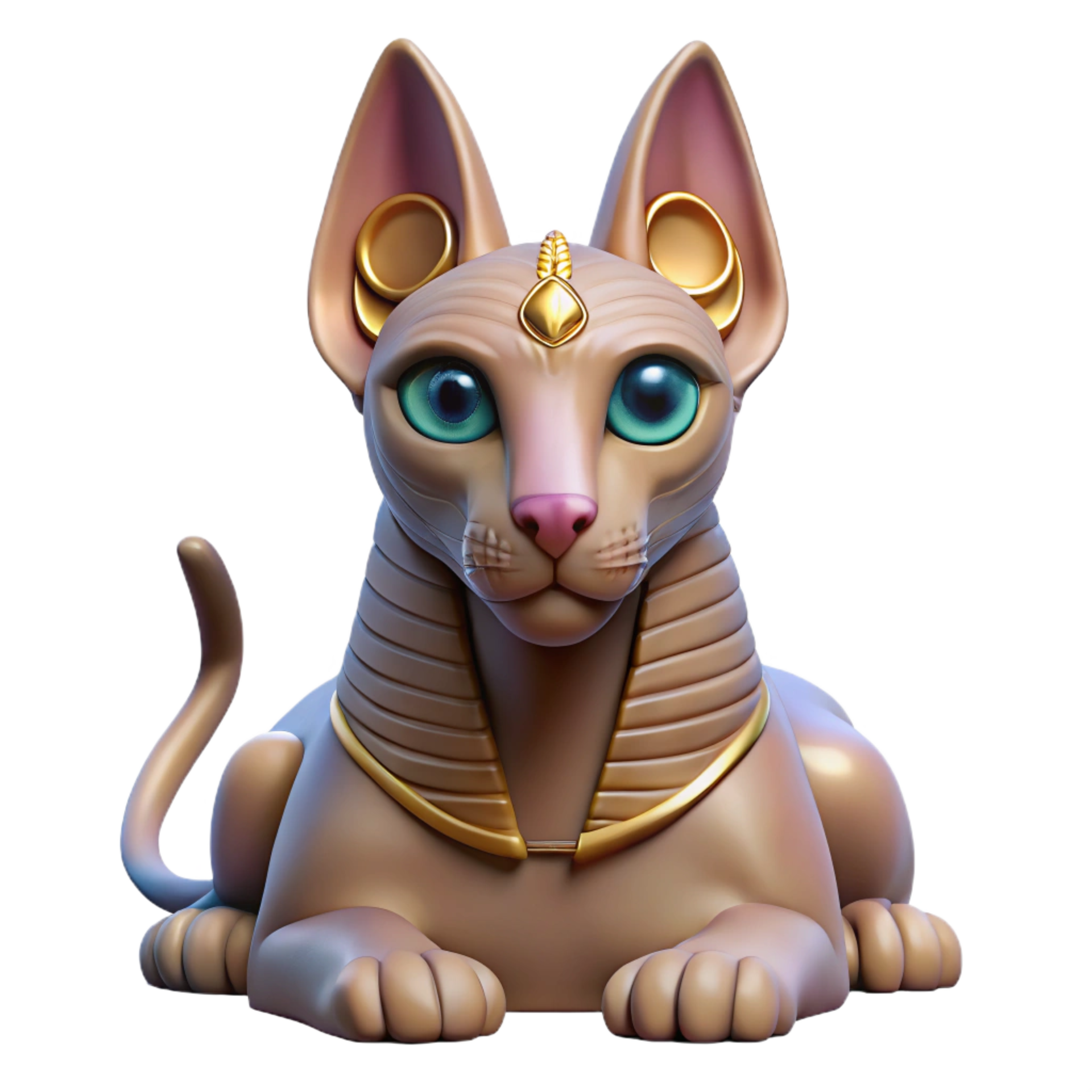 joyful radiant A mystical sphinx with enigmatic eyes, NO BACKGROUND with Transparent Background ...