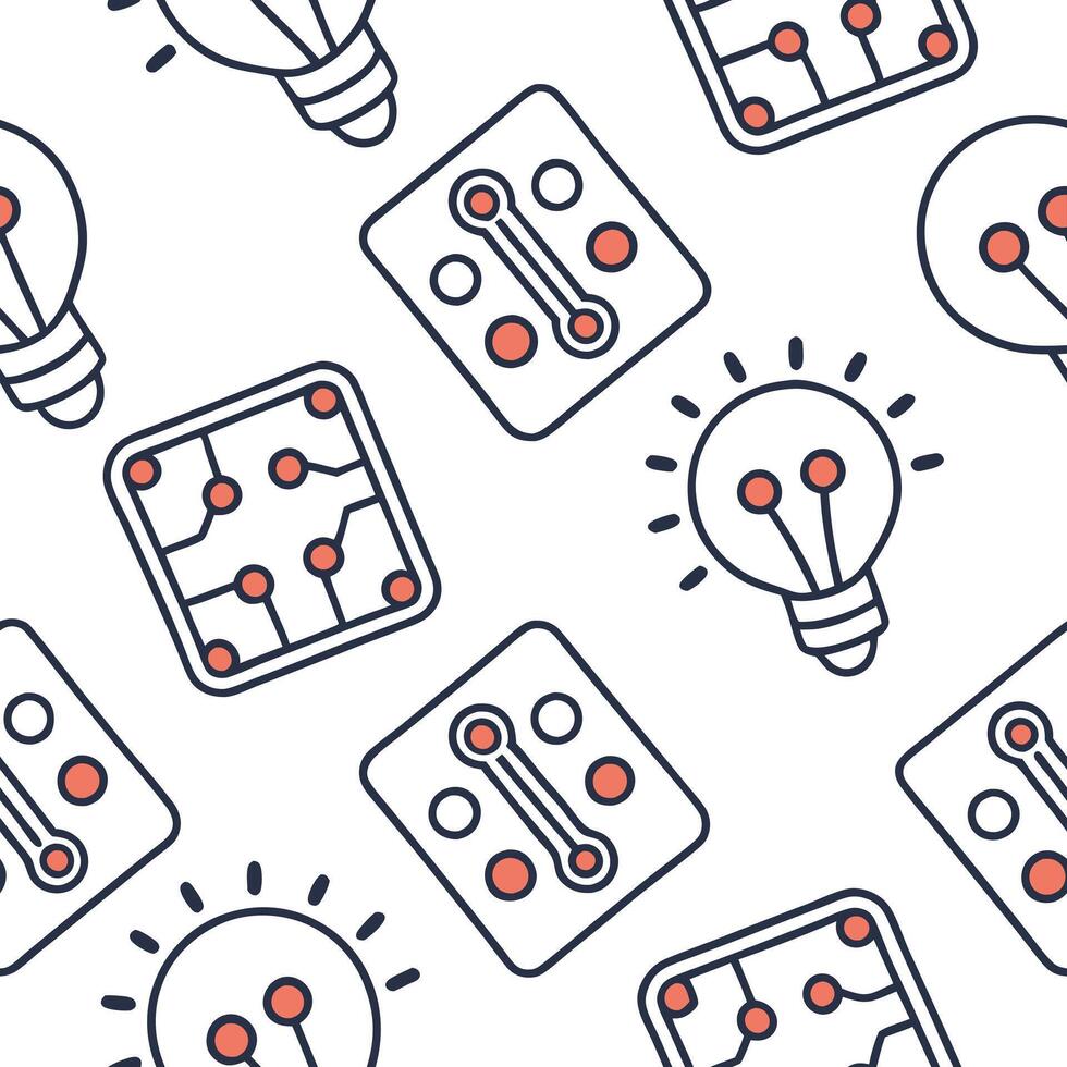 Flat Contemporary Techno Circuits Seamless Pattern Highlighting Structured Electronic Pathways