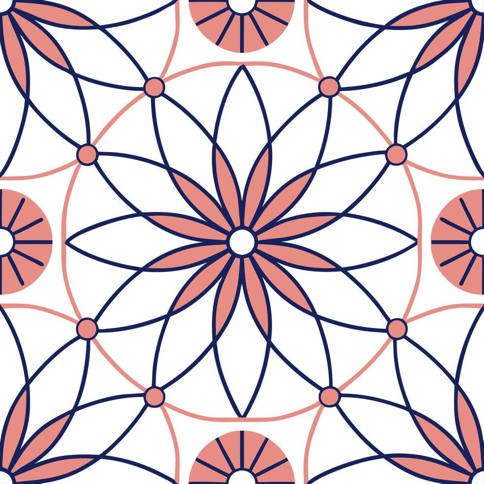 Flat Design Seamless Tile Pattern With Radial Digital Grid Elements And