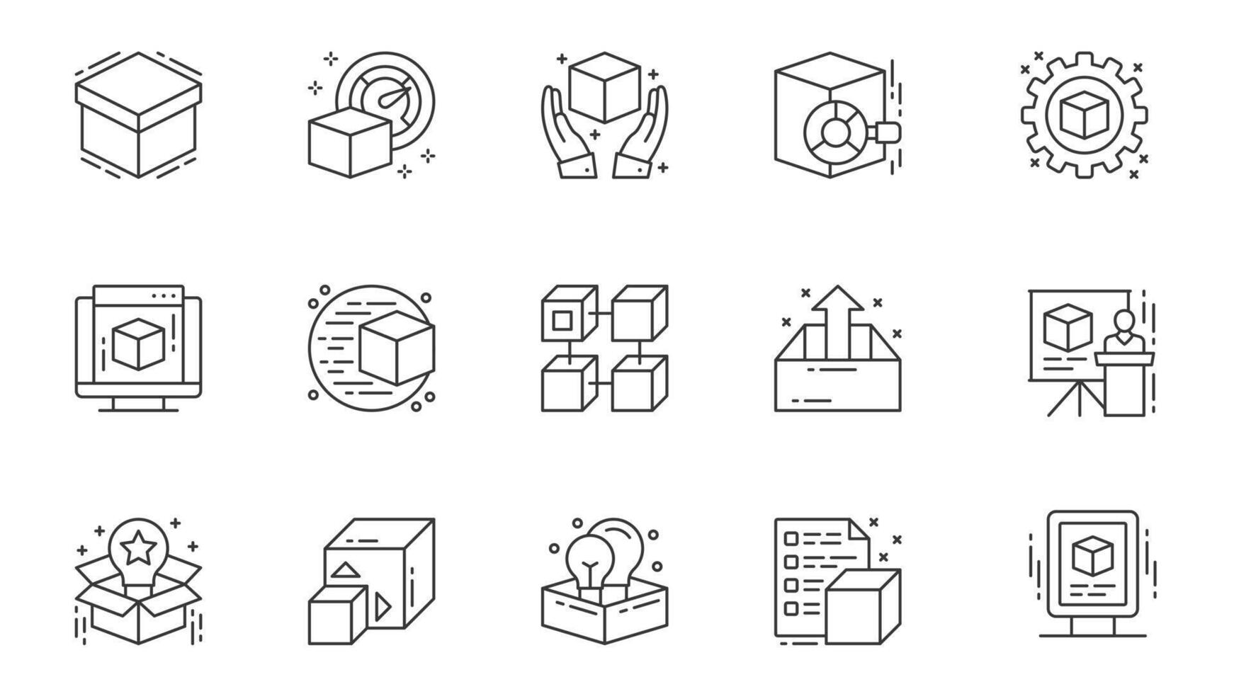 Product Launch Icons Set In Outline Stroke Design For Web Pack Line Pictograms With Box