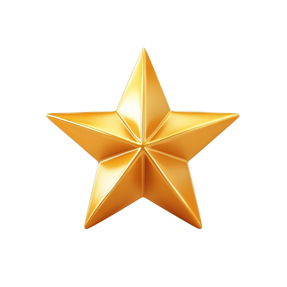 Shining 3D Golden Yellow Star Emoji with Sharp Points, Isolated on Transparent Background ...