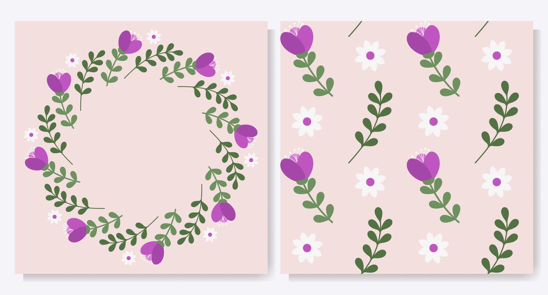 Botanical round frame and pattern 60122224 Vector Art at Vecteezy