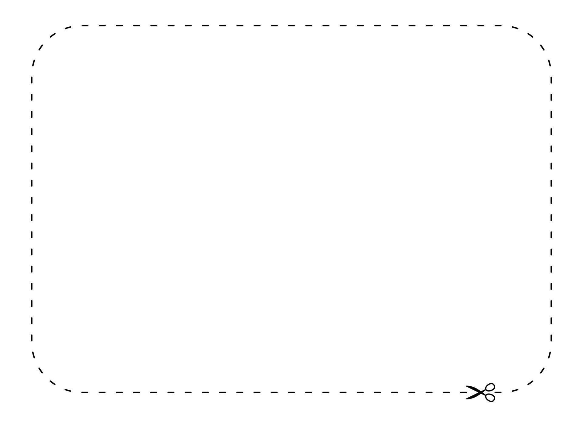 scissors on dash line rectangle shape, dash line and scissors, dash outline and scissors ...