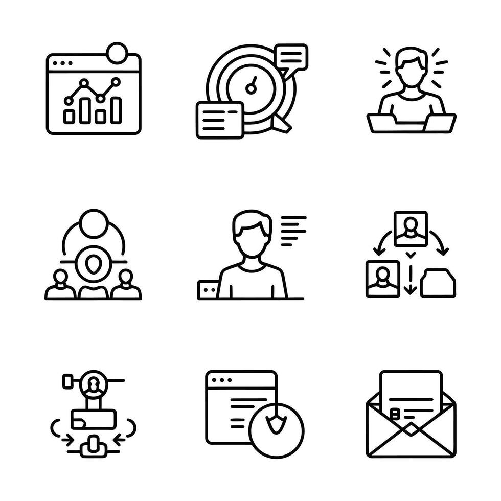 Customer Relationship Management Line Icons 60133624 Vector Art At Vecteezy