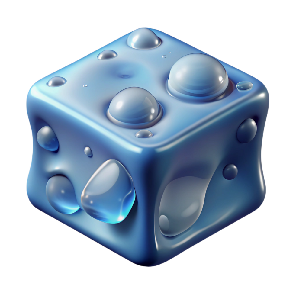 harmonious gorgeous A single, melting ice cube with trapped air bubbles. NO BACKGROUND with ...