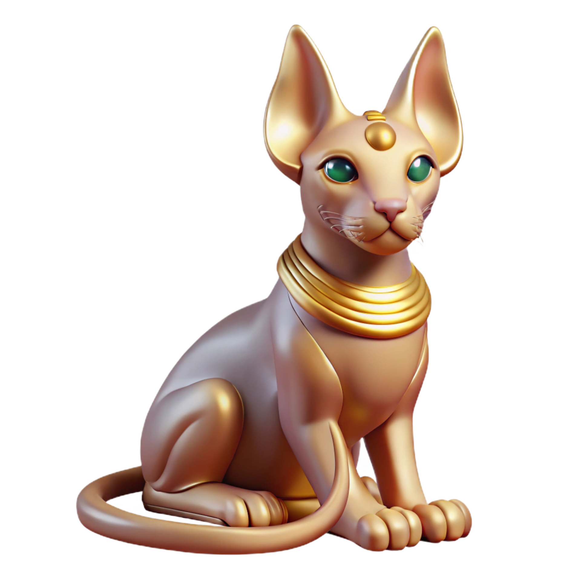 reflective elegant A realistic rendering of a sphinx, posing riddles. NO BACKGROUND with ...