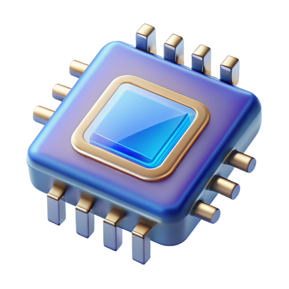 Picturesque Futuristic Quantum Computing Processor Chip No Background