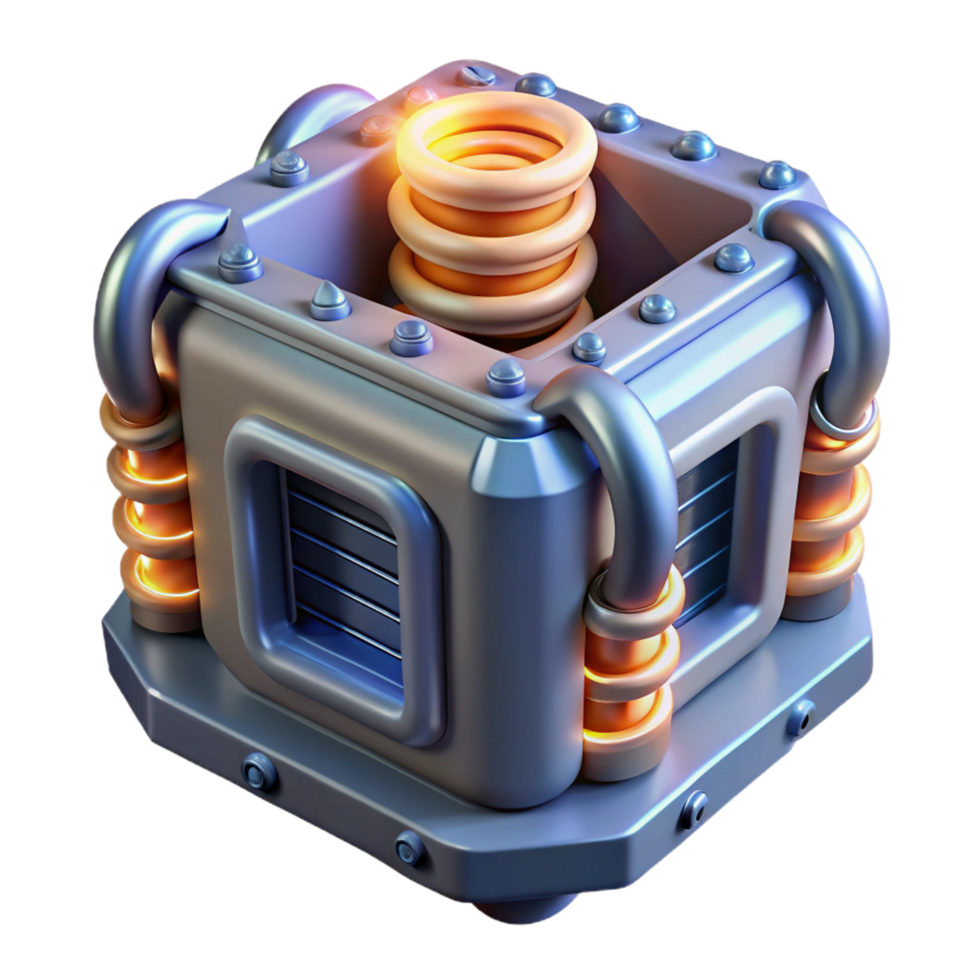 majestic rare Advanced energy shield generator with glowing coils NO BACKGROUND with Transparent ...