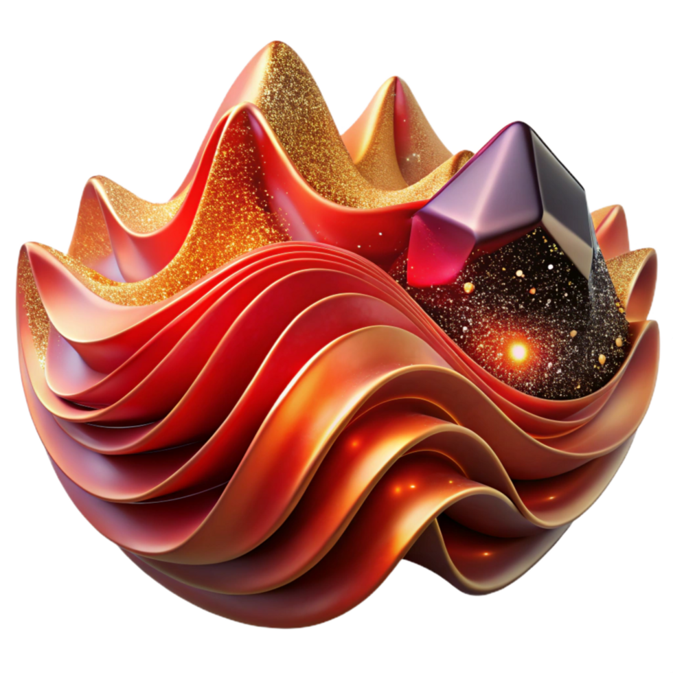 Vibrant Rustic Abstract 3d Wave Form Red Gradient Cutout Detailed