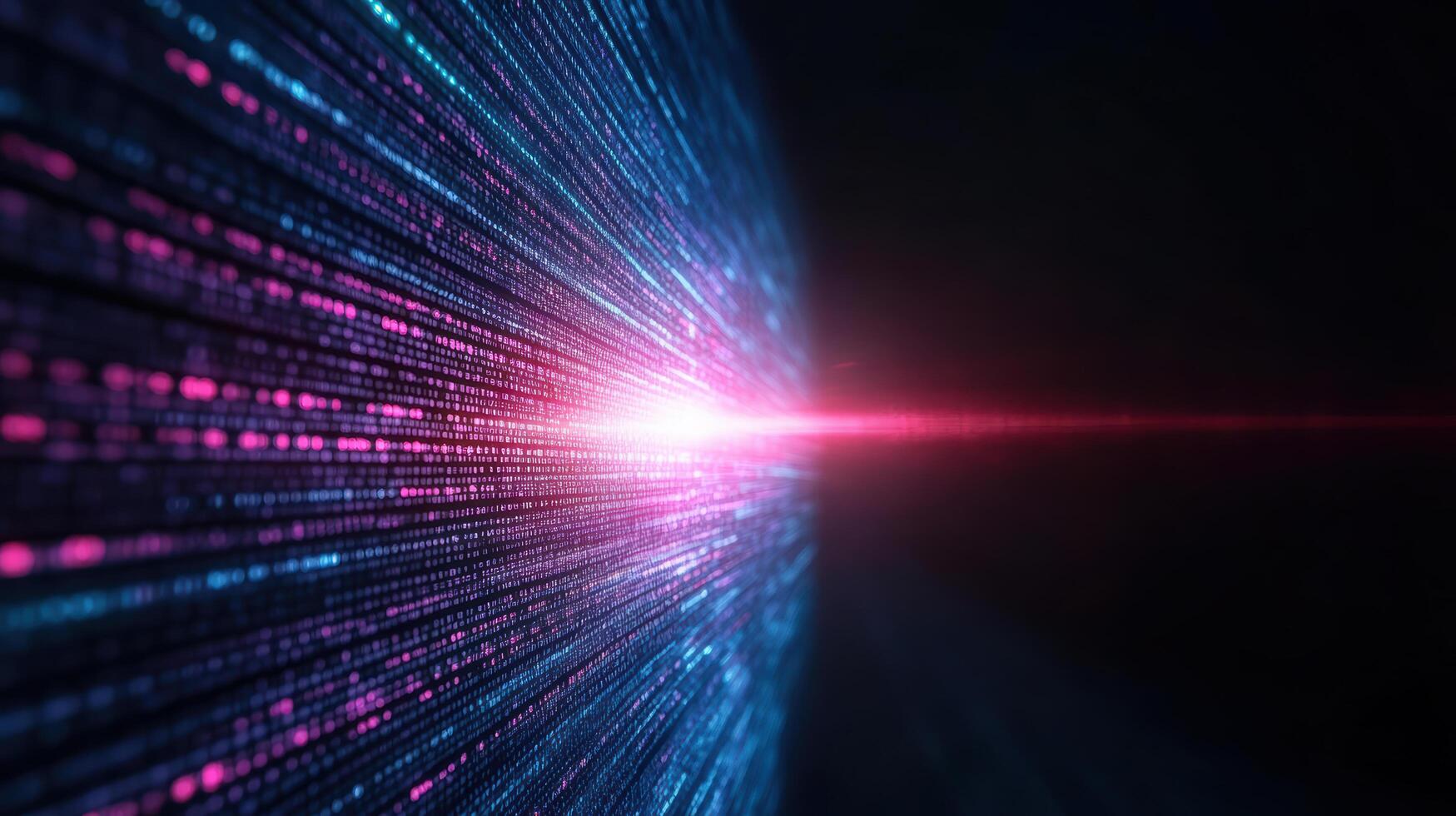 Digital data streams create vibrant visual effect with bright colors ...