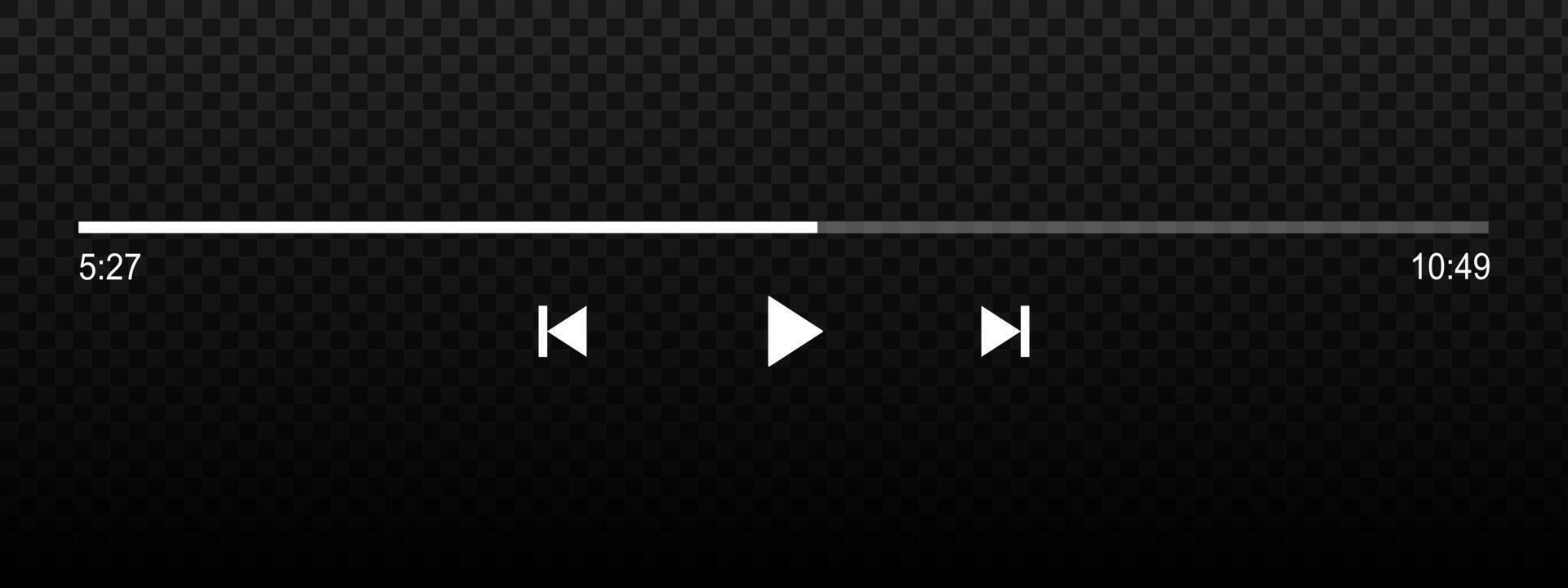 Audio or player progress loading bar with time slider, play, rewind and fast forward buttons ...