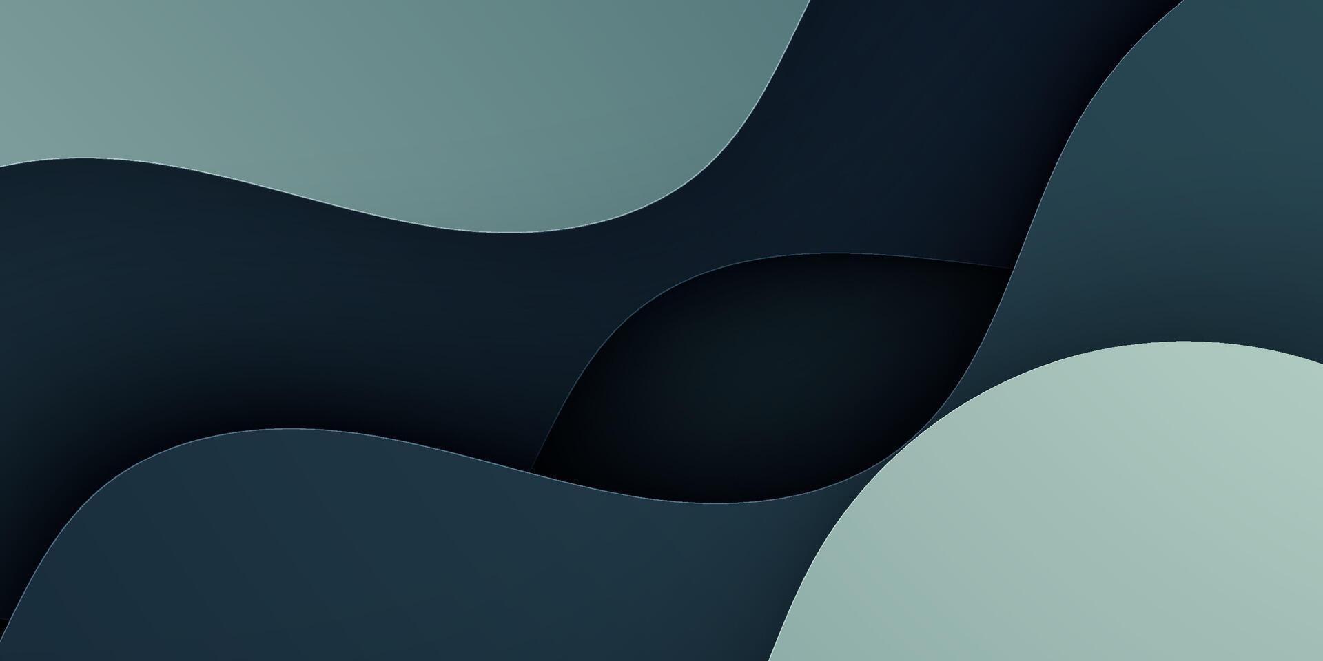 Abstract dark green wave dynamic color realistic fluid pattern. Trendy wave pattern element ...